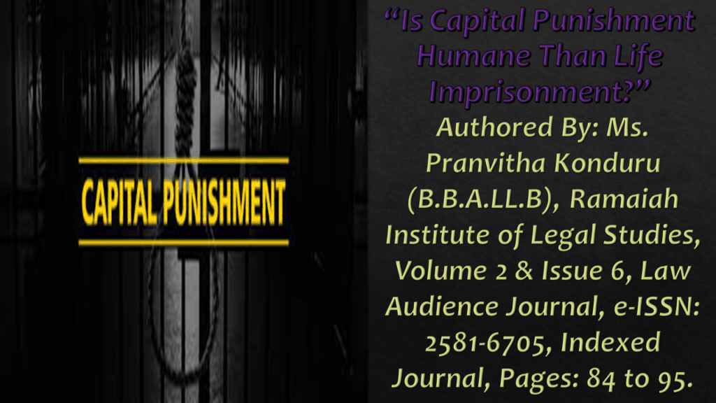 Is Capital Punishment Humane Than Life Imprisonment 