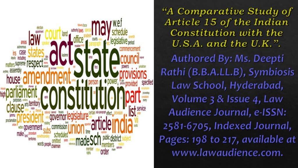 A Comparative Study of Article 15 of the Indian Constitution with the U ...