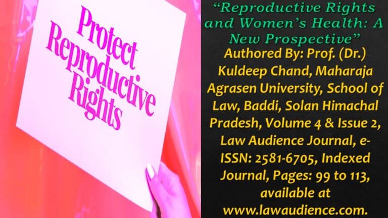 Reproductive Rights and Women’s Health: A New Prospective