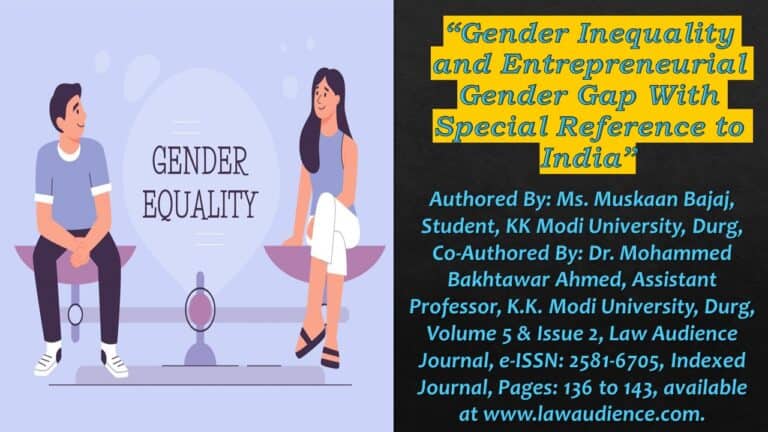 Gender Inequality and Entrepreneurial Gender Gap With Special Reference ...