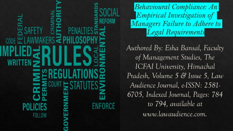 Behavioural Compliance: An Empirical Investigation of Managers Failure ...